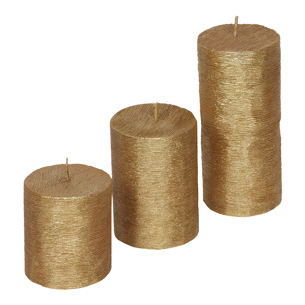 Enhance Ambiance with Brushed Gold Pillar Candles | Shop Now